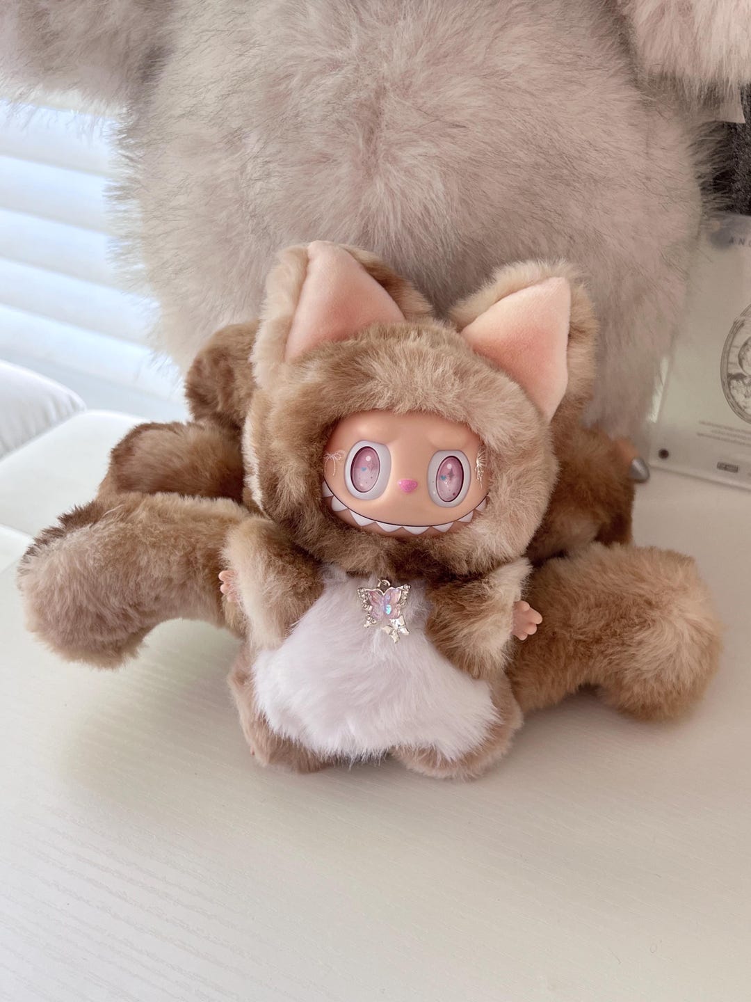 Custom Labubu Doll Original Brown Nine Tail Fox Handmade Modification ...