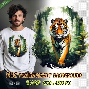 Tiger in the Forest PNG File for Sublimation Printing, Tiger T-shirt ...