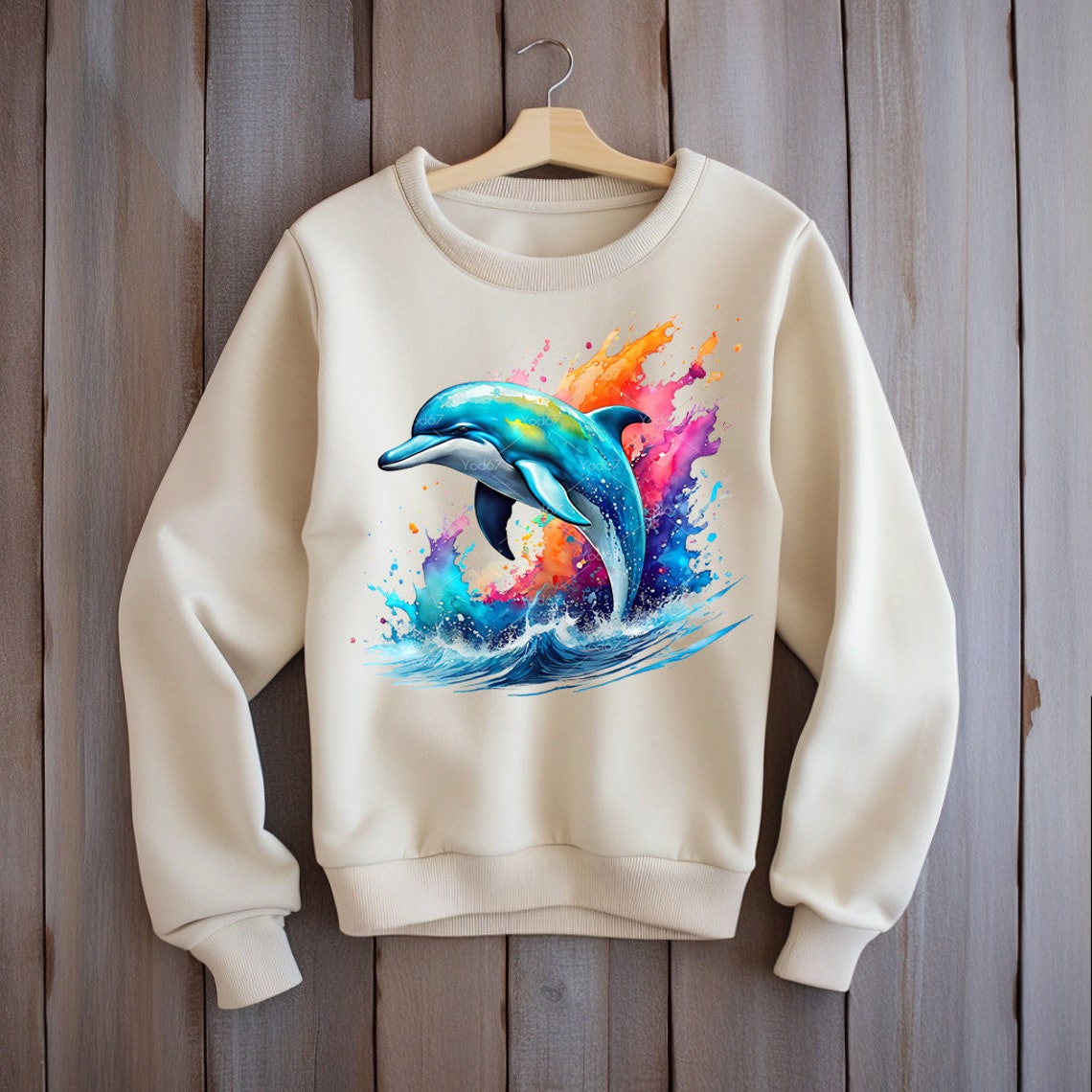 Colorful Dolphin Png for Sublimation Printing, Dolphin T-shirt Design ...