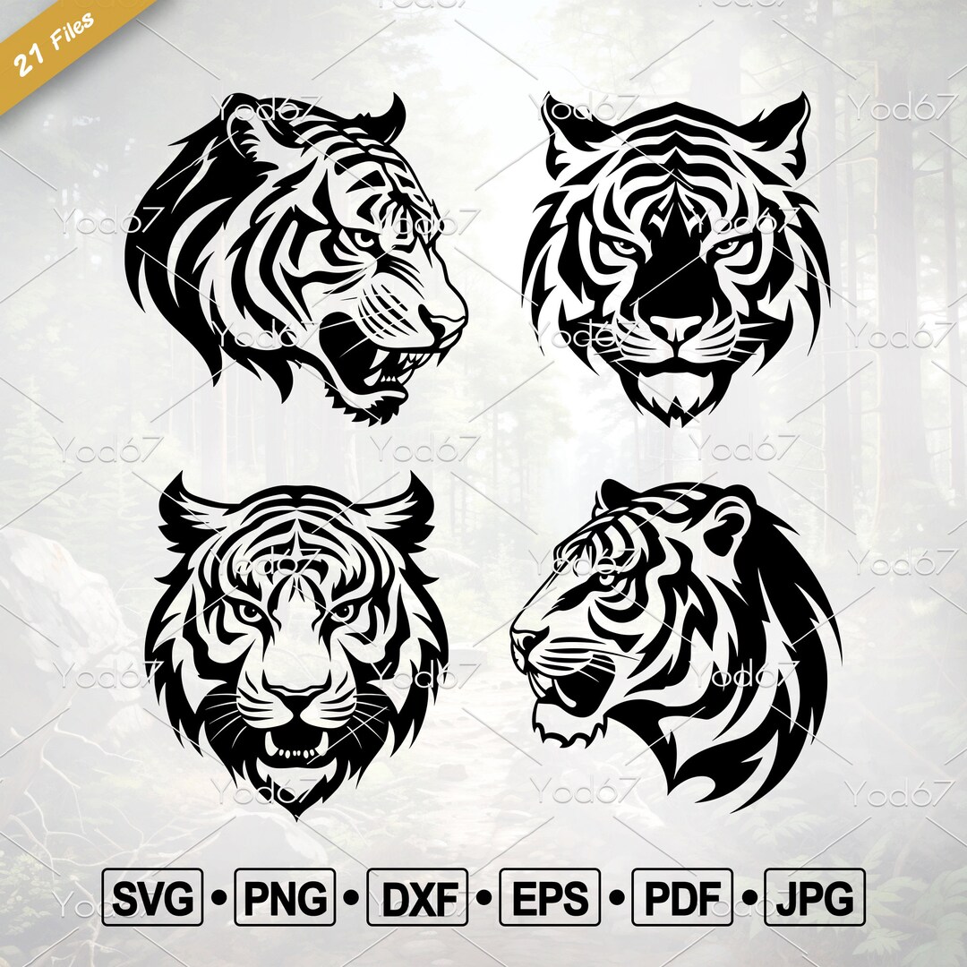 Tiger Vector Clipart Svg EPS DXF Pdf, Svg File for Cricut, Tiger ...