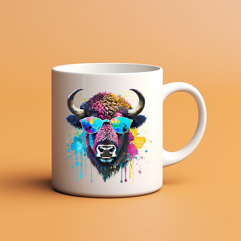 Cool Bison Head Wear Sunglass for Sublimation Printing, Bison Head T ...