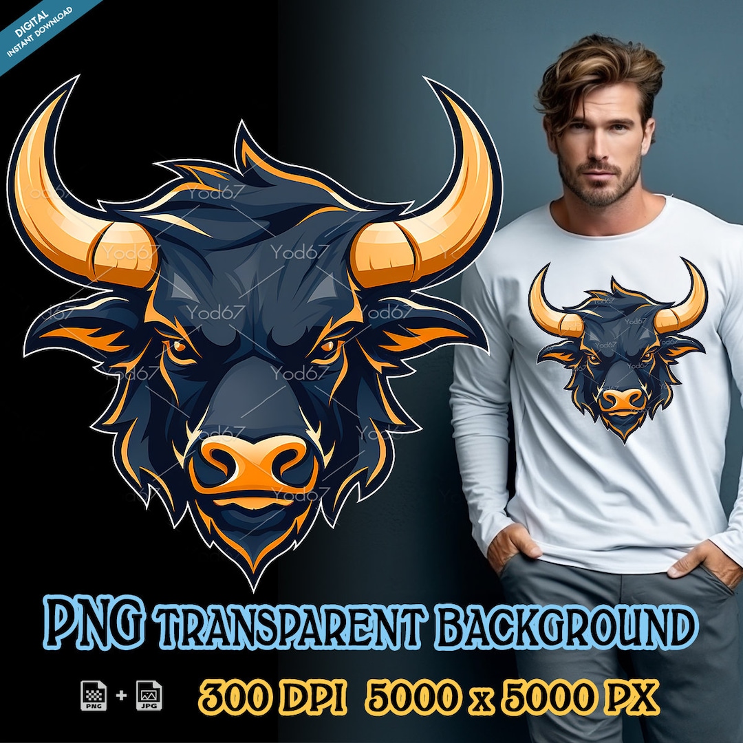 Bull Head Png for Sublimation Printing, Bull Head T-shirt Design ...