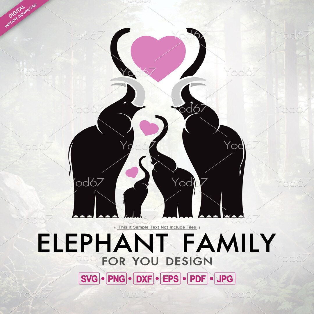 Elephant Family SVG, Elephant Png, Cute Elephant Design, Elephant DXF ...