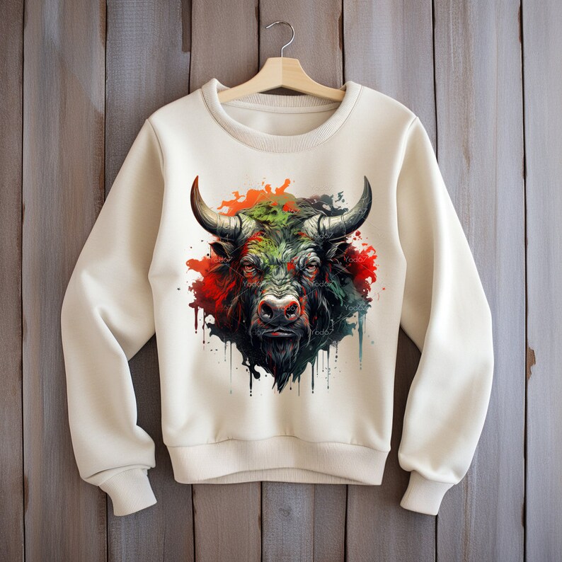 Demon Bull Head Png for Sublimation Printing, Bull Head T-shirt Design ...
