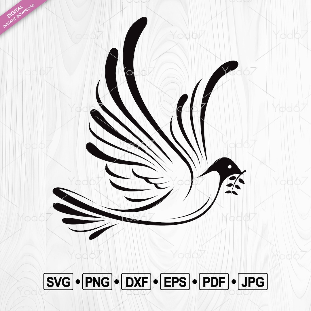Dove of Peace Svg, Pigeon Flying SVG, Flying Dove With Branch, Peace ...