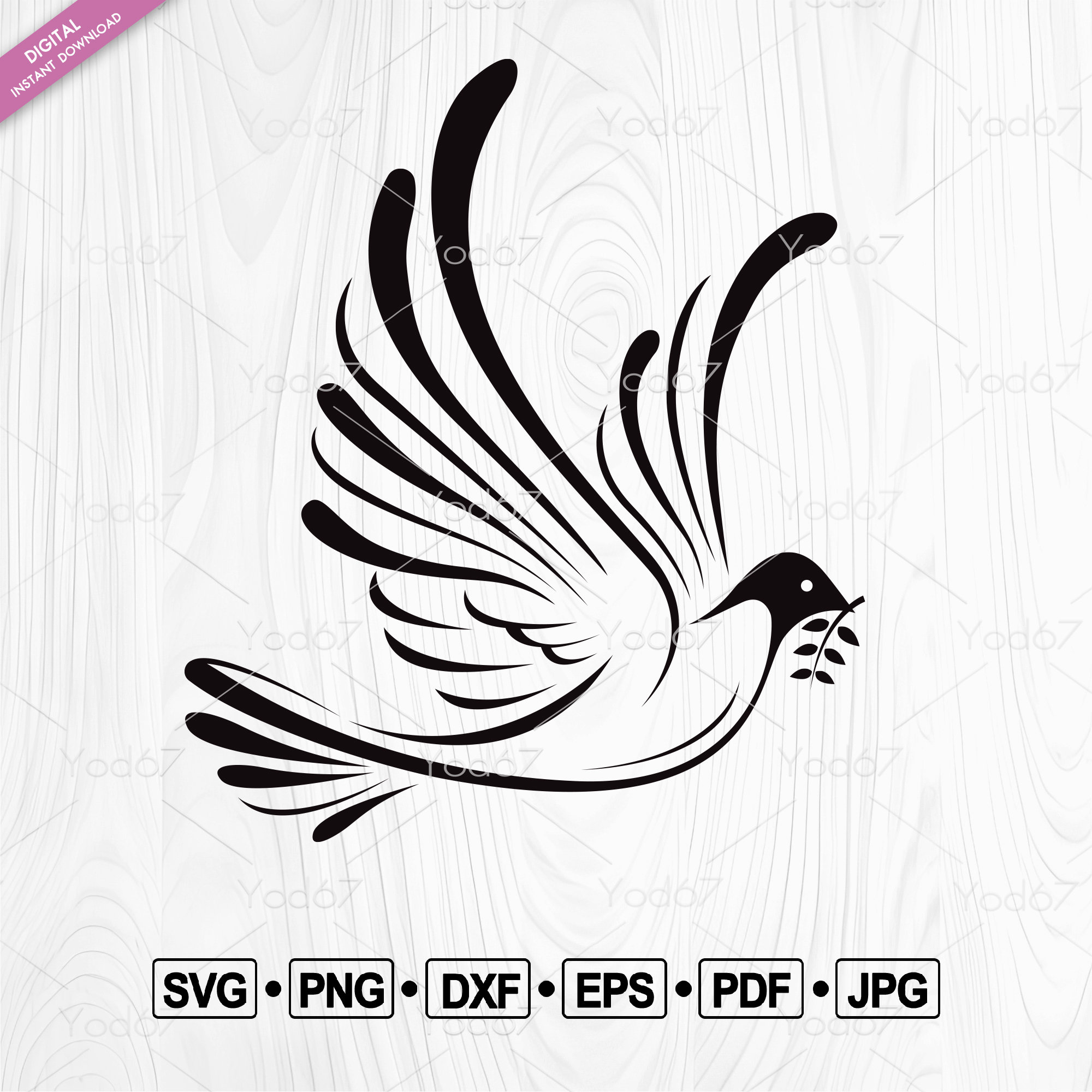 Dove of Peace Svg, Pigeon Flying SVG, Flying Dove With Branch, Peace ...