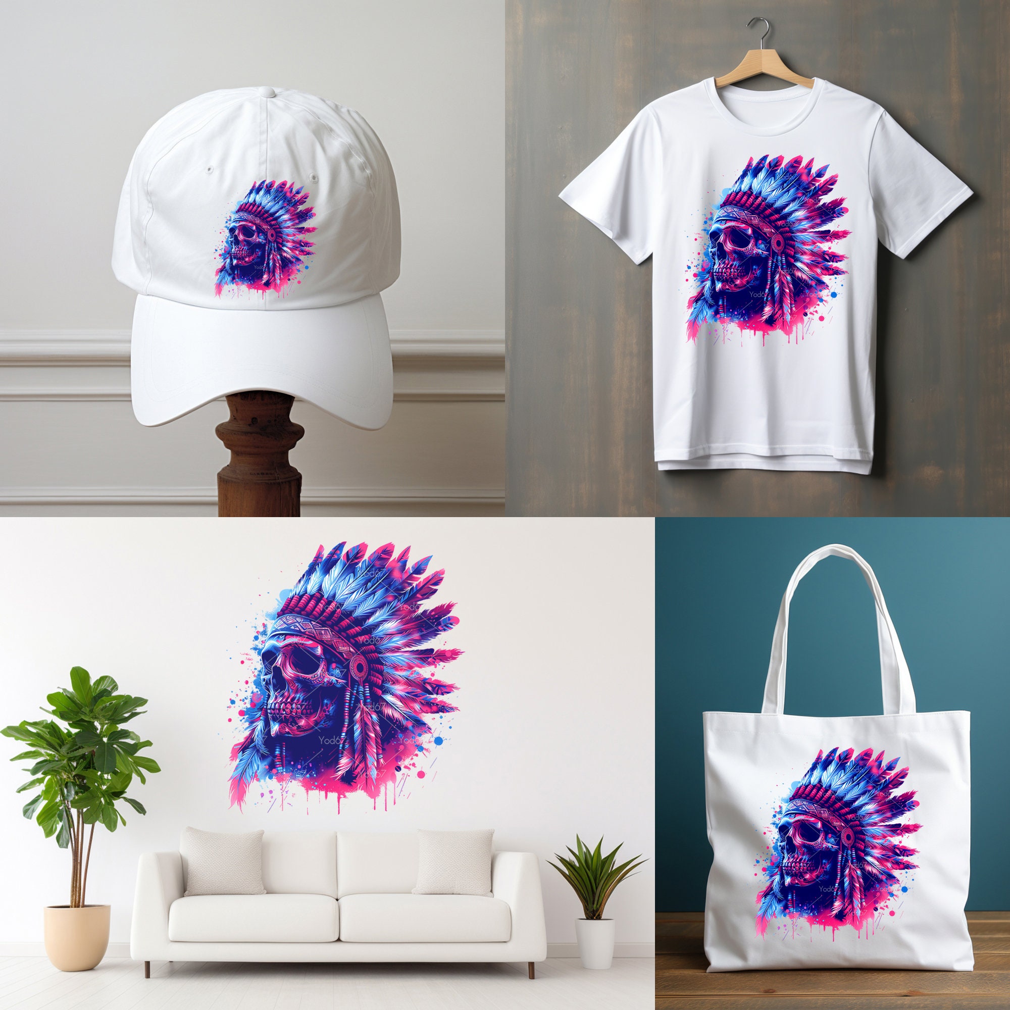 Native American Skull for Sublimation Printing, Native American Chief T ...