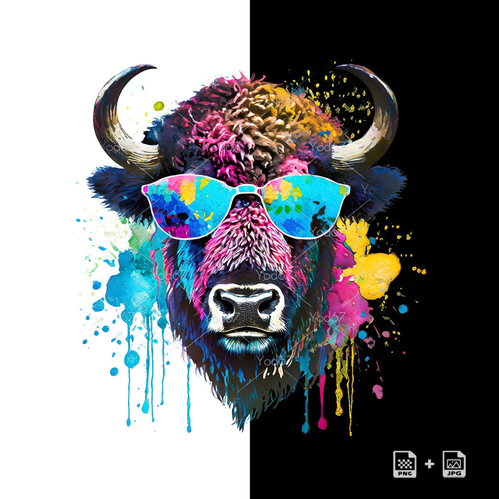 Cool Bison Head Wear Sunglass for Sublimation Printing, Bison Head T ...