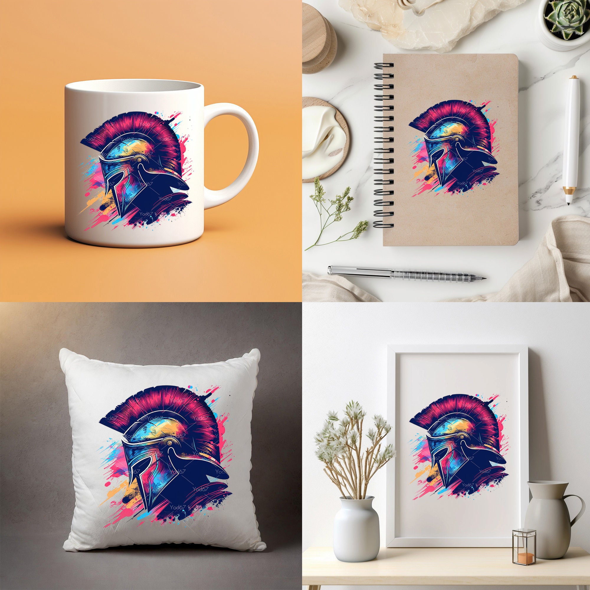 Spartan Helmet PNG for Sublimation Printing, Colorful Spartan Helmet T ...