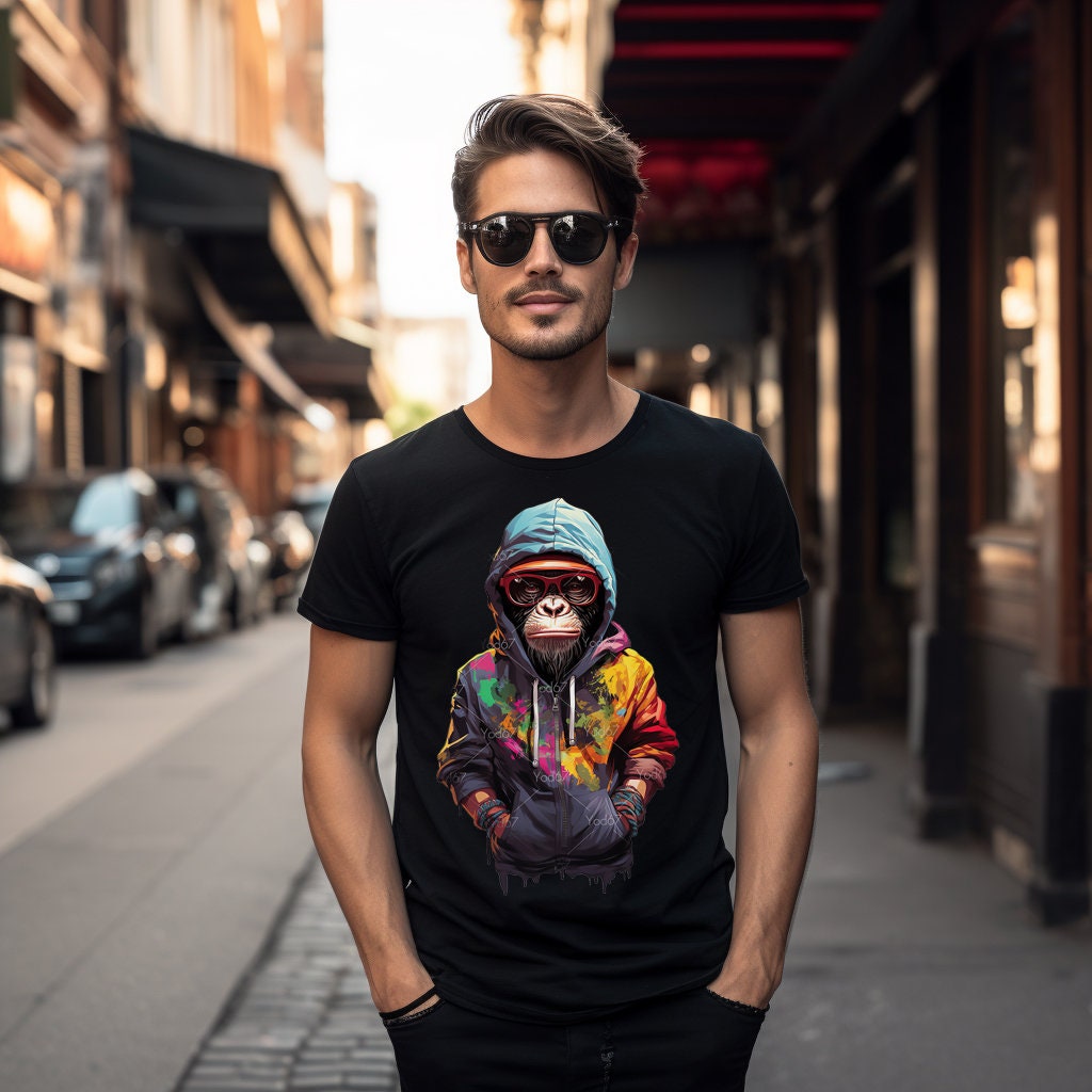 Cool Monkey Wearing Glasses and Hoodie for Sublimation Printing, DTF ...