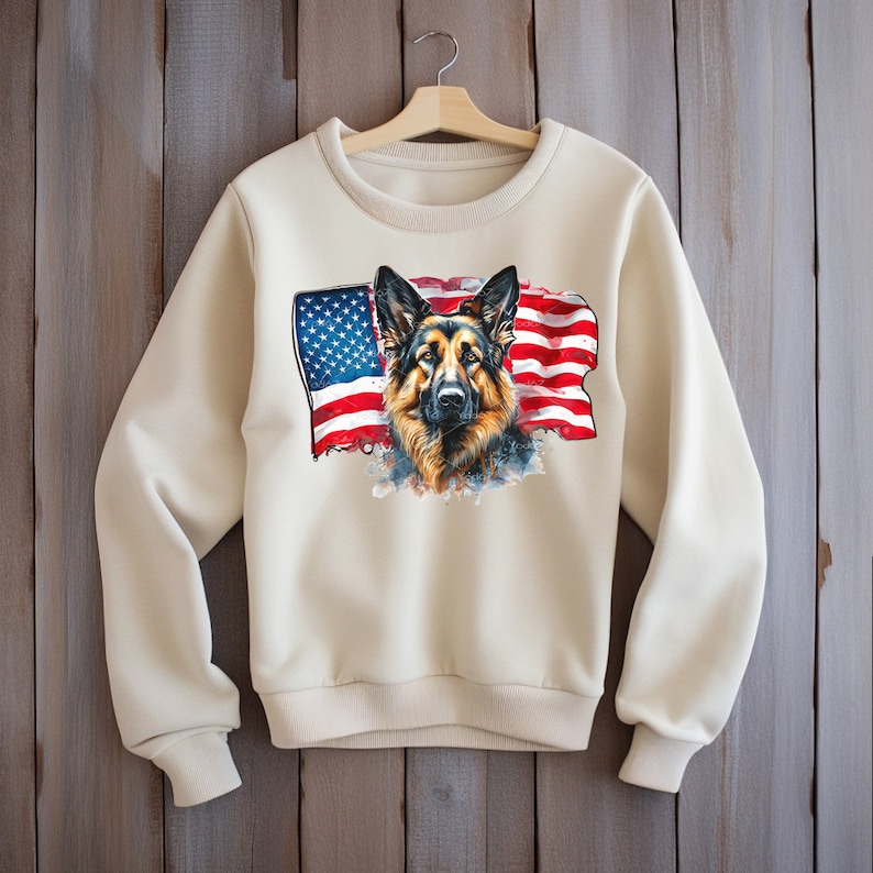 German Shepherd With USA Flag Clipart for Sublimation Printing, Dog T ...