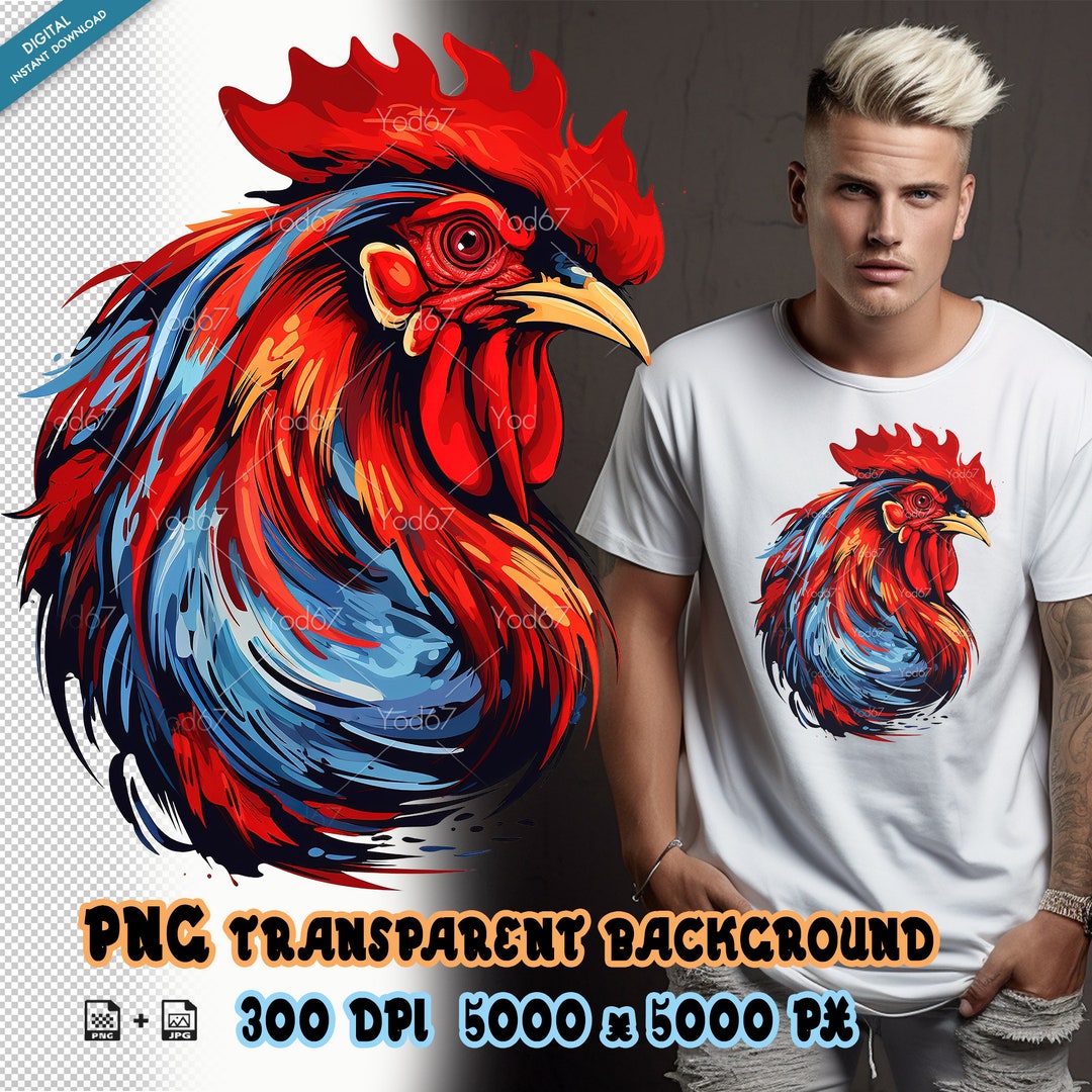 Rooster for Sublimation Printing, Rooster Head T-shirt Design Clip Art ...