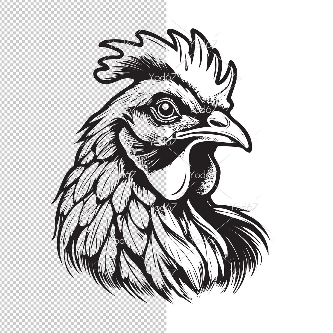 Chicken Head Vector Design SVG, Png EPS DXF Pdf, Svg File for Cricut ...