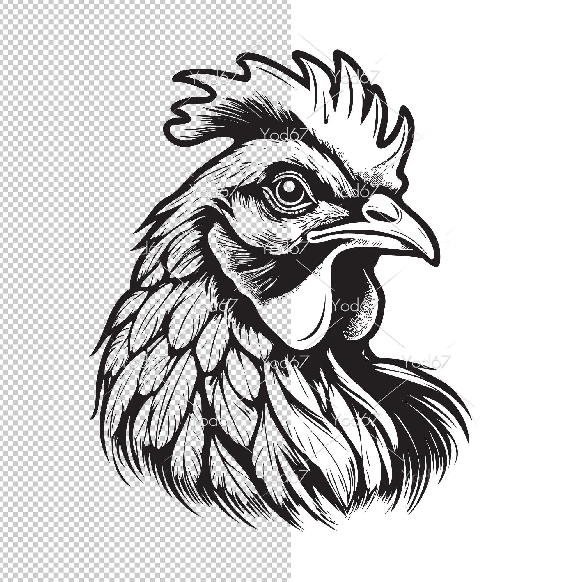 Chicken Head Vector Design SVG, Png EPS DXF Pdf, Svg File for Cricut ...