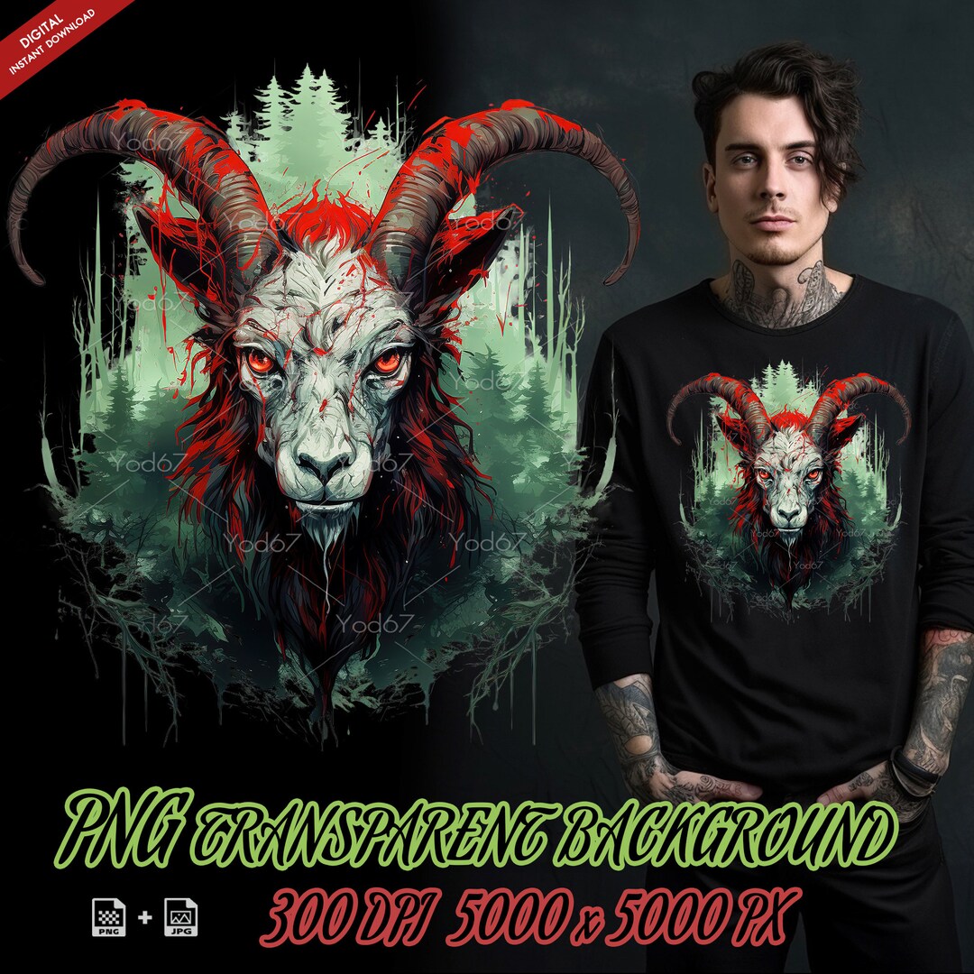 Demon Goat Head Clipart for T-shirt. Devil Goat for T-shirt Design Clip ...