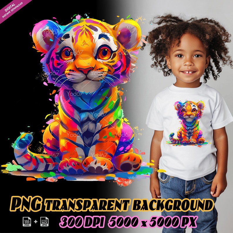 Cute Little Tiger Cub for Sublimation Printing, Cute Tiger Cub T-shirt ...