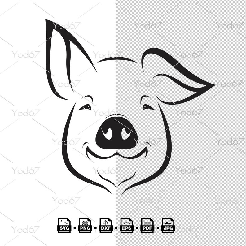 Pig Head Svg, Png, Svg Files for Cricut, Pig Face Clipart Vector Design ...