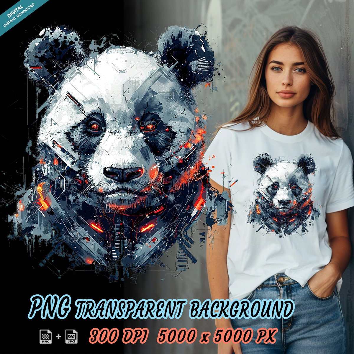 Panda Head PNG for Sublimation Printing, Panda T-shirt Design Clipart ...