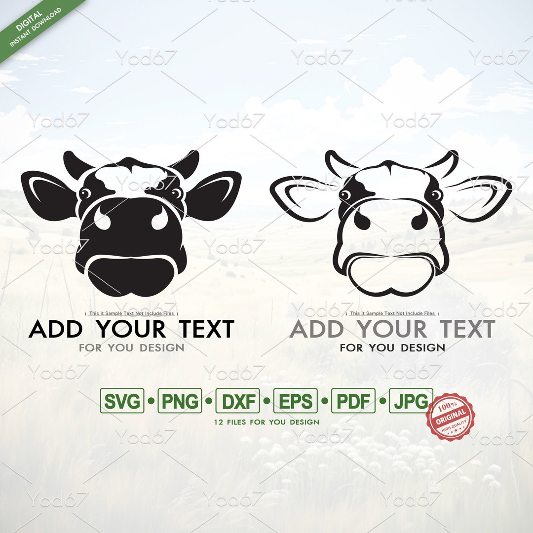 Cow Head SVG, Cow Vector Clipart Design Eps, Cow Png Files, Cut File ...