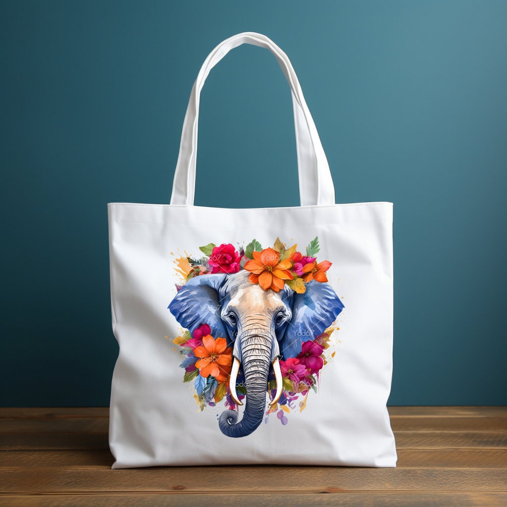 Elephant With Flowers for Sublimation Printing, Elephant T-shirt Design ...