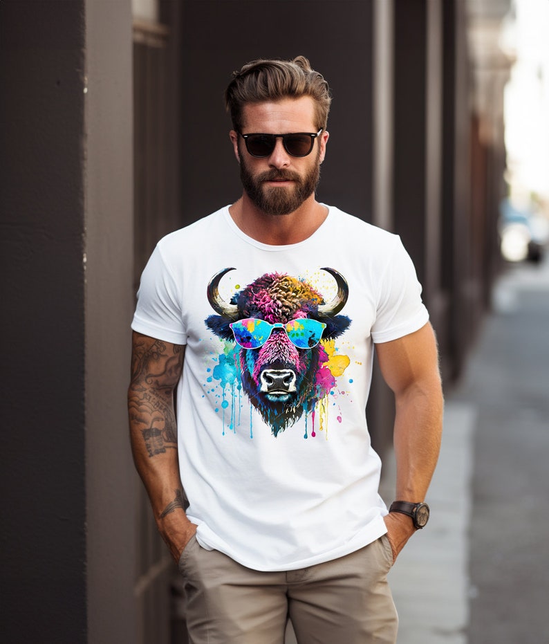Cool Bison Head Wear Sunglass for Sublimation Printing, Bison Head T ...