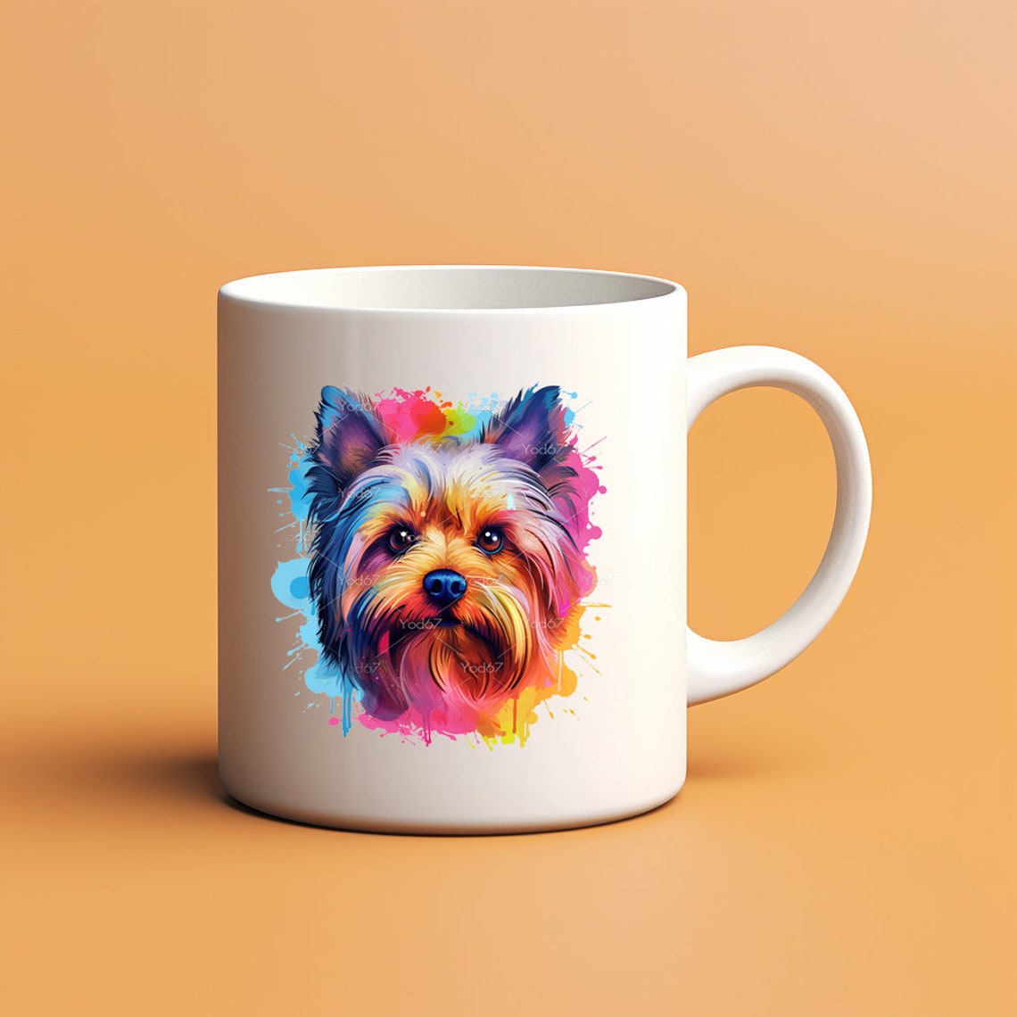Colorful Yorkshire Terrier Dog Head PNG File for Sublimation Printing ...
