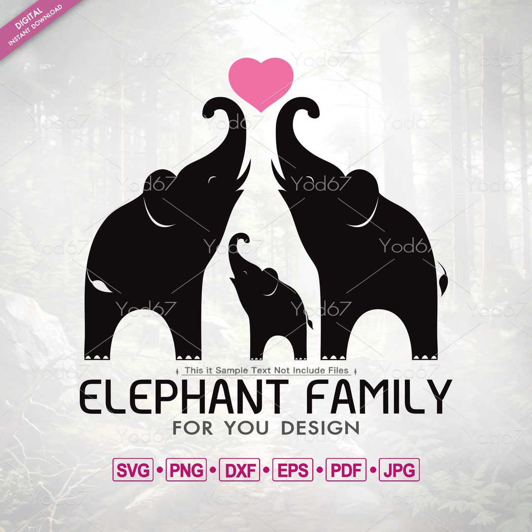 Elephant Family SVG, Elephant Png, Cute Elephant Design, Elephant DXF ...