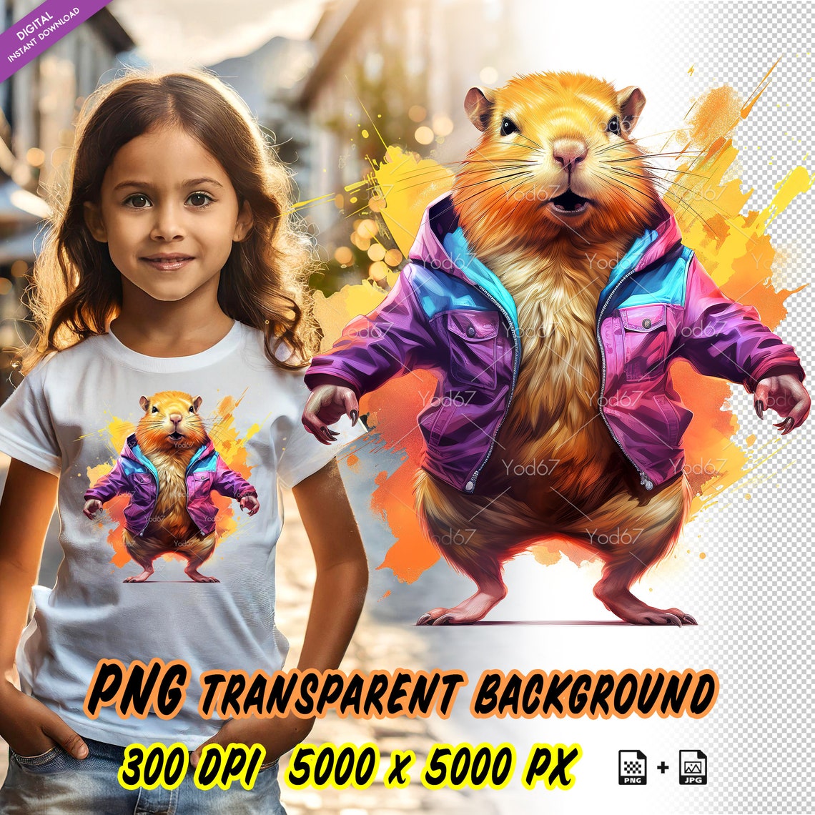 Capybara Wearing Jacket for Sublimation Printing, Cool Capybara T-shirt ...
