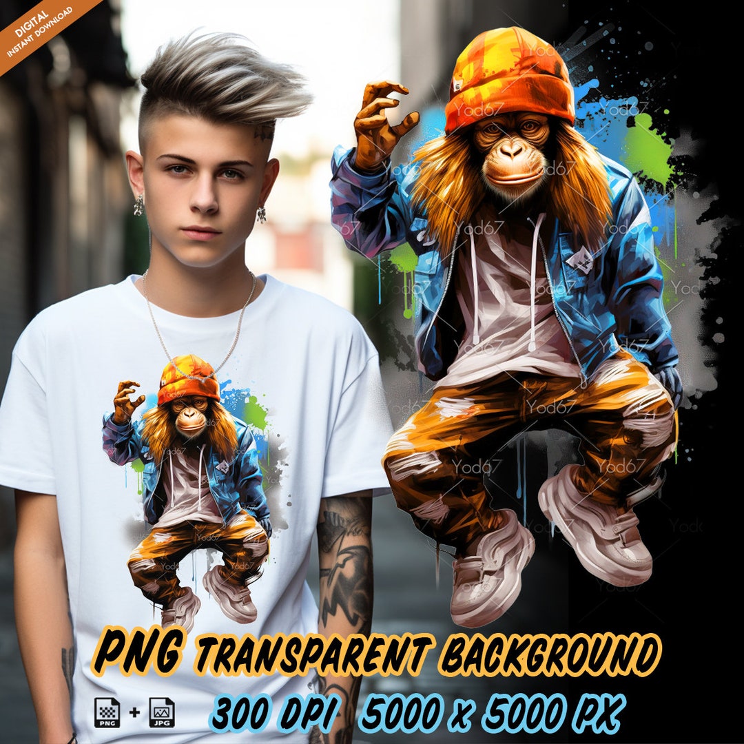 Cool Monkey Png for Sublimation Printing. Monkey T-shirt Design Clipart ...