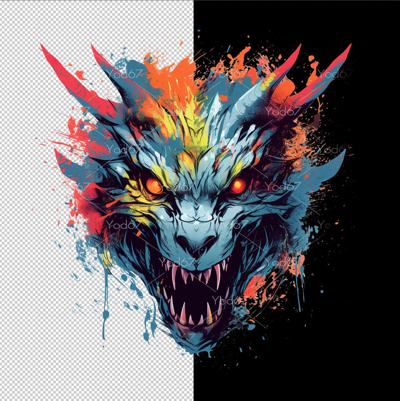 Dragon Head Demon Png for Sublimation Printing, Dragon T-shirt Design ...