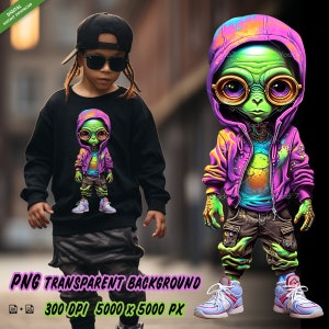 Alien Child Wears Clothes a Cool Hip Hop Style for Sublimation Printing ...