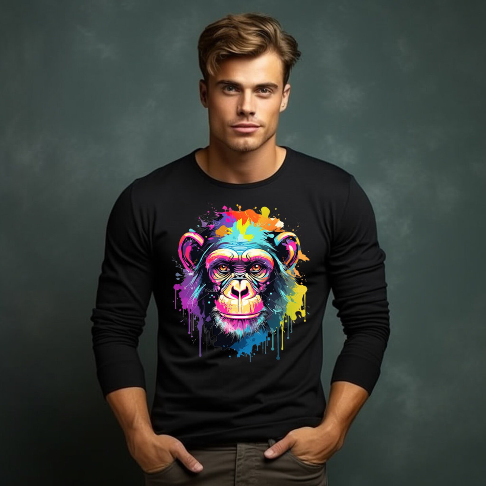 Chimpanzee Head Png for Sublimation Printing, Chimpanzee T-shirt Design ...