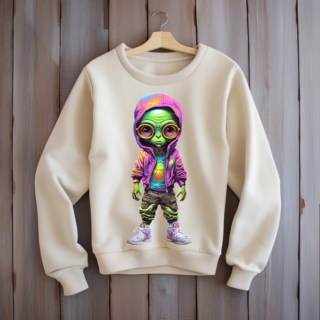 Alien Child Wears Clothes a Cool Hip Hop Style for Sublimation Printing ...