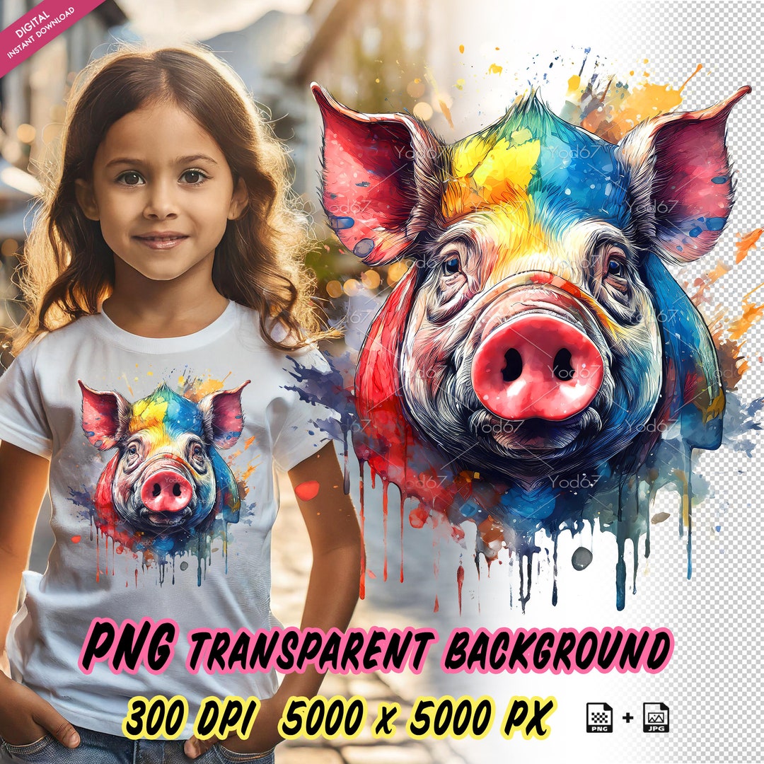 Pig Png, Pig Head Clipart for Sublimation Printing, Pig T-shirt Design ...
