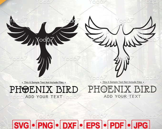 Phoenix Vector Art Svg, Ai, Eps, Png, Dxf Files, Artistic Black and ...