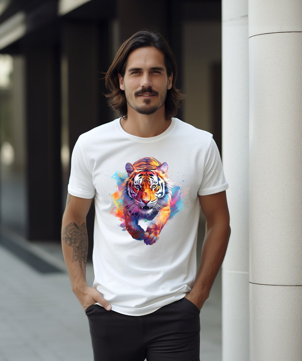 Tiger PNG for Sublimation Printing, Colorful Tiger Painting T-shirt ...