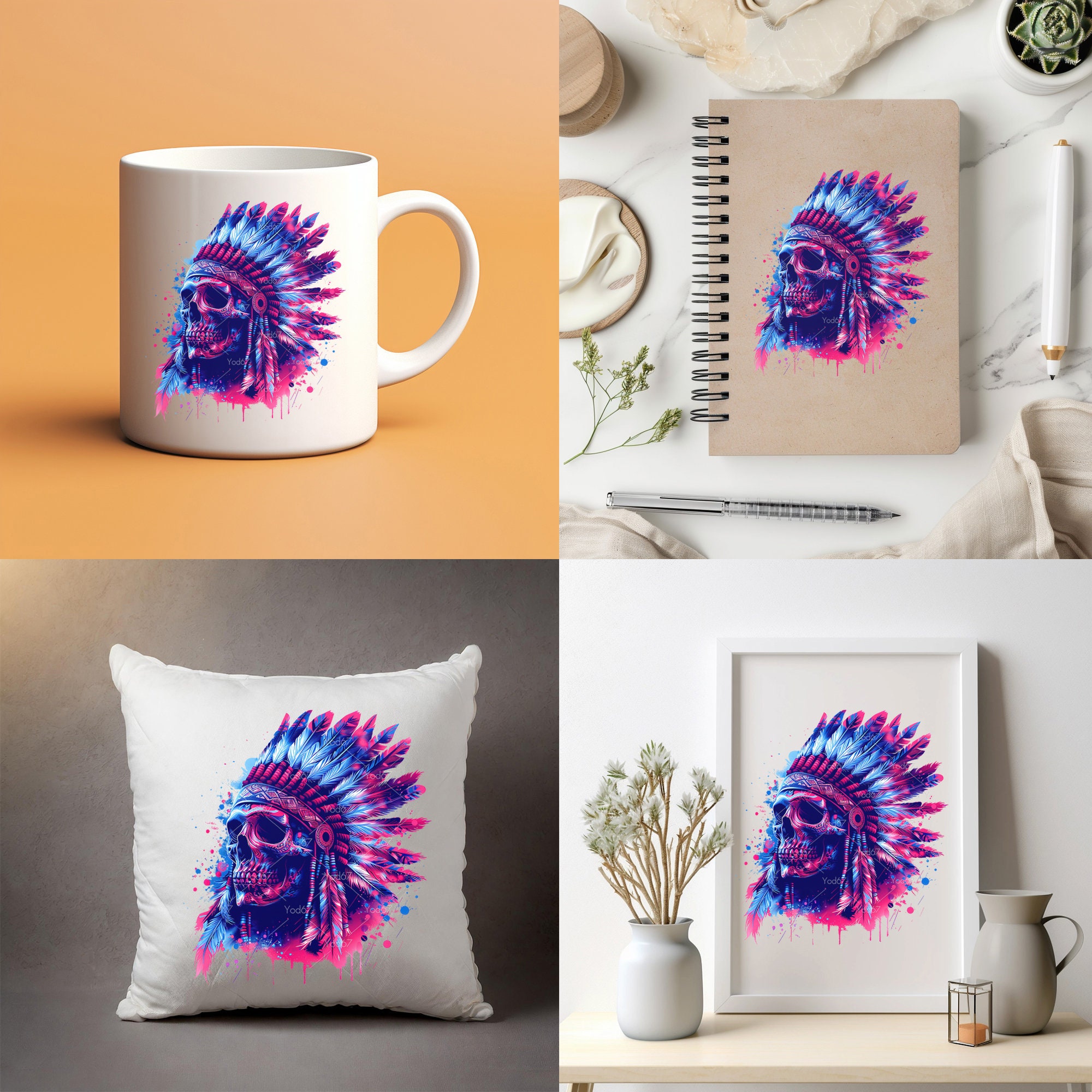 Native American Skull for Sublimation Printing, Native American Chief T ...