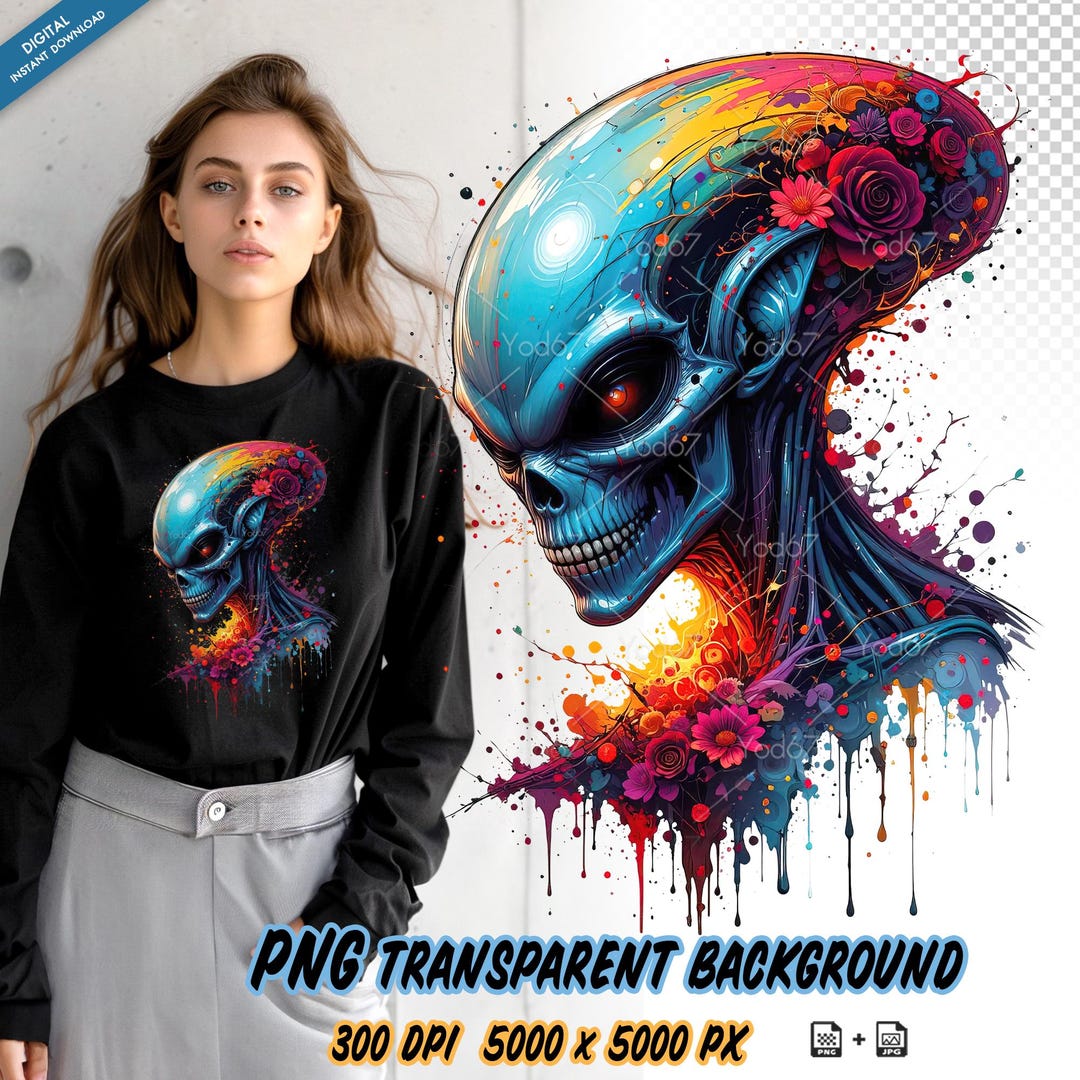Alien Head Png, Alien for Sublimation Printing, Devil Alien Head T ...