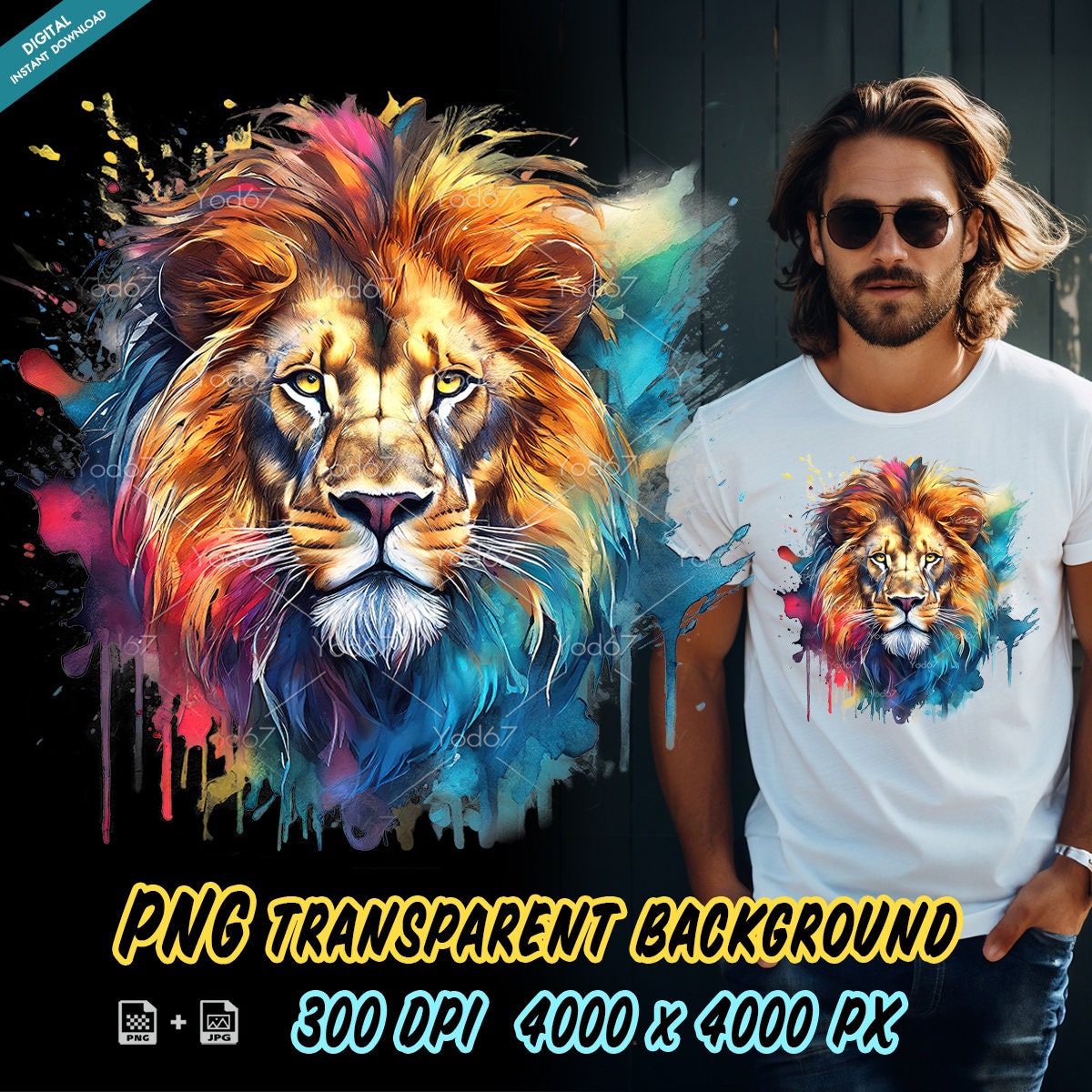 Lion Png, Colorful Lion for Sublimation Printing, Lion Head T-shirt ...
