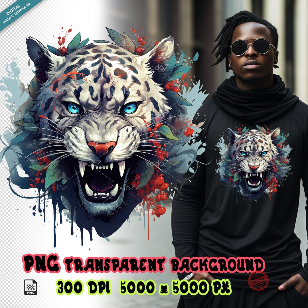Snow Leopard for Sublimation Printing, Snow Leopard Head T-shirt Design ...