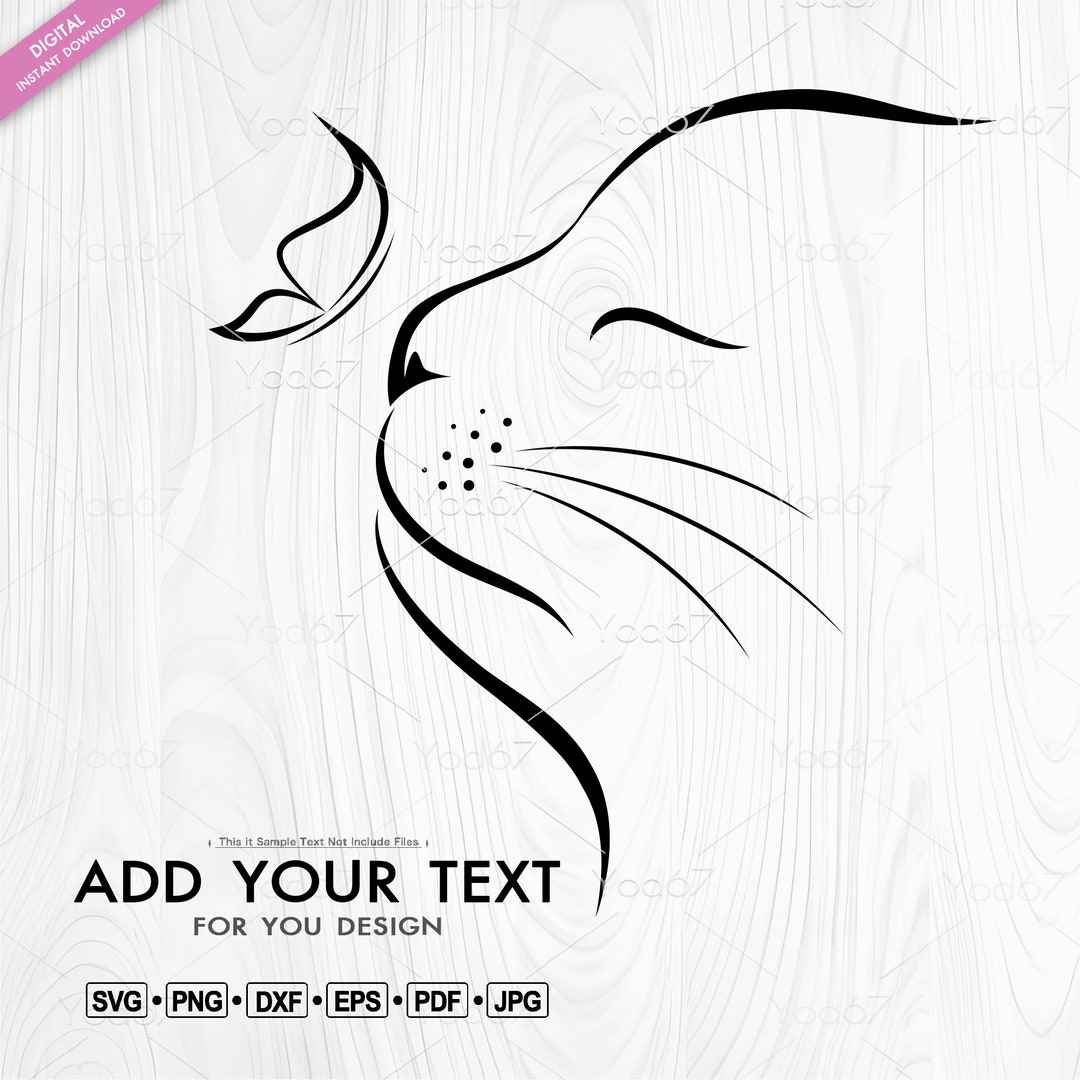 Cute Cat Face With Butterfly /svg/png/eps/dfx/pdf/jpg That Shows ...