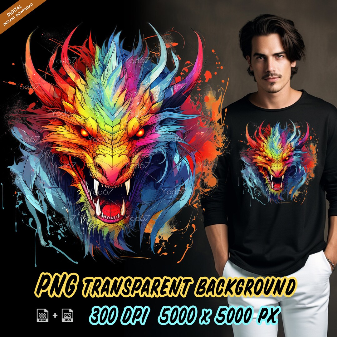 Dragon Head Clipart, Dragon for Sublimation Printing, Dragon Head T ...