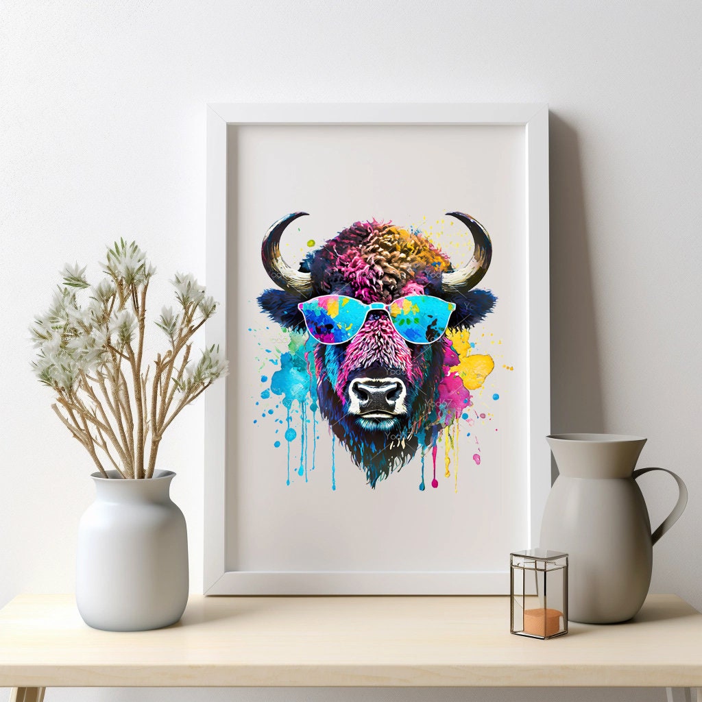 Cool Bison Head Wear Sunglass for Sublimation Printing, Bison Head T ...