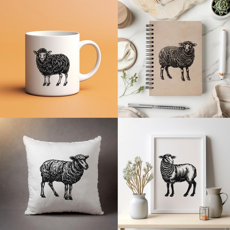 Ovejas SVG, Png, Silueta de 4 ovejas Svg, Diseño de sublimación ...