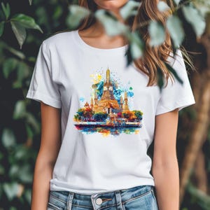 Wat Arun Png for Sublimation Printing, Watercolor Wat Arun T-shirt ...