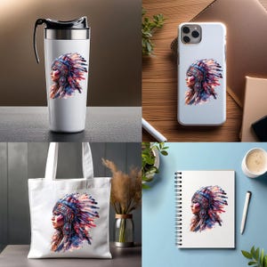 Native American Indian Woman Clipart for Sublimation Printing, Native ...
