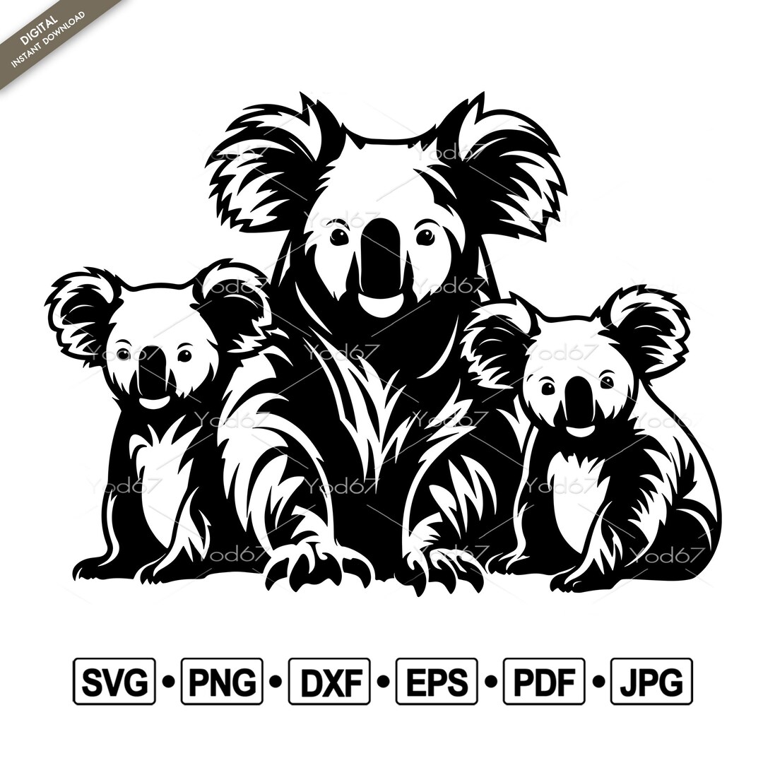 Koala SVG, PNG, Koala Family Group Vector Clipart Design EPS Dxf Pdf ...