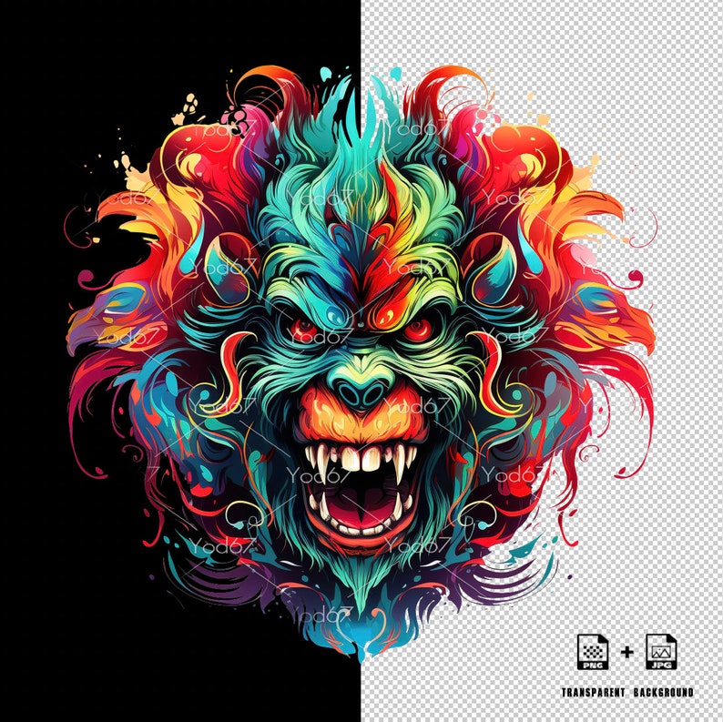 Monkey Png, Monkey Demon for Sublimation Printing, Monkey Face T-shirt ...