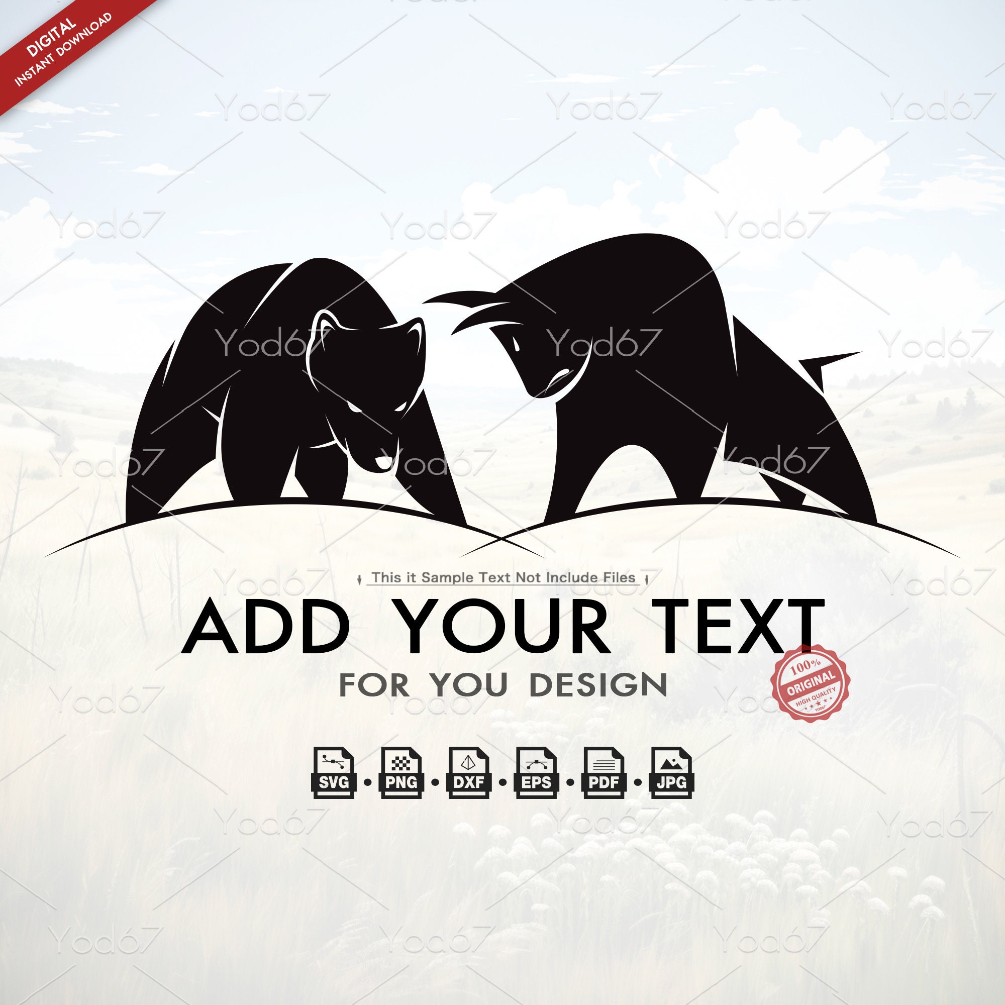 Bull and Bear Digital Vector Files, Bull Png, Stock Market Silhouettes ...