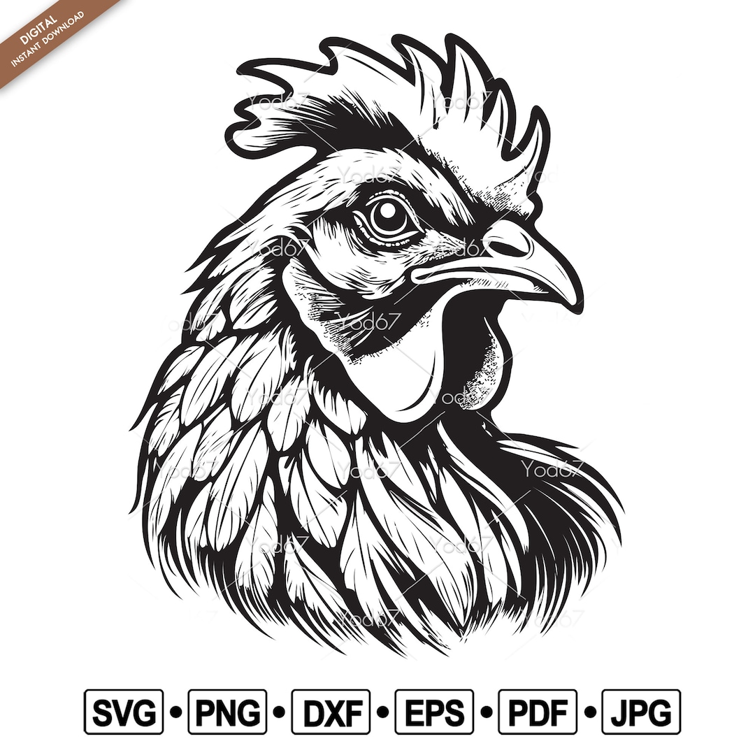 Chicken Head Vector Design SVG, Png EPS DXF Pdf, Svg File for Cricut ...